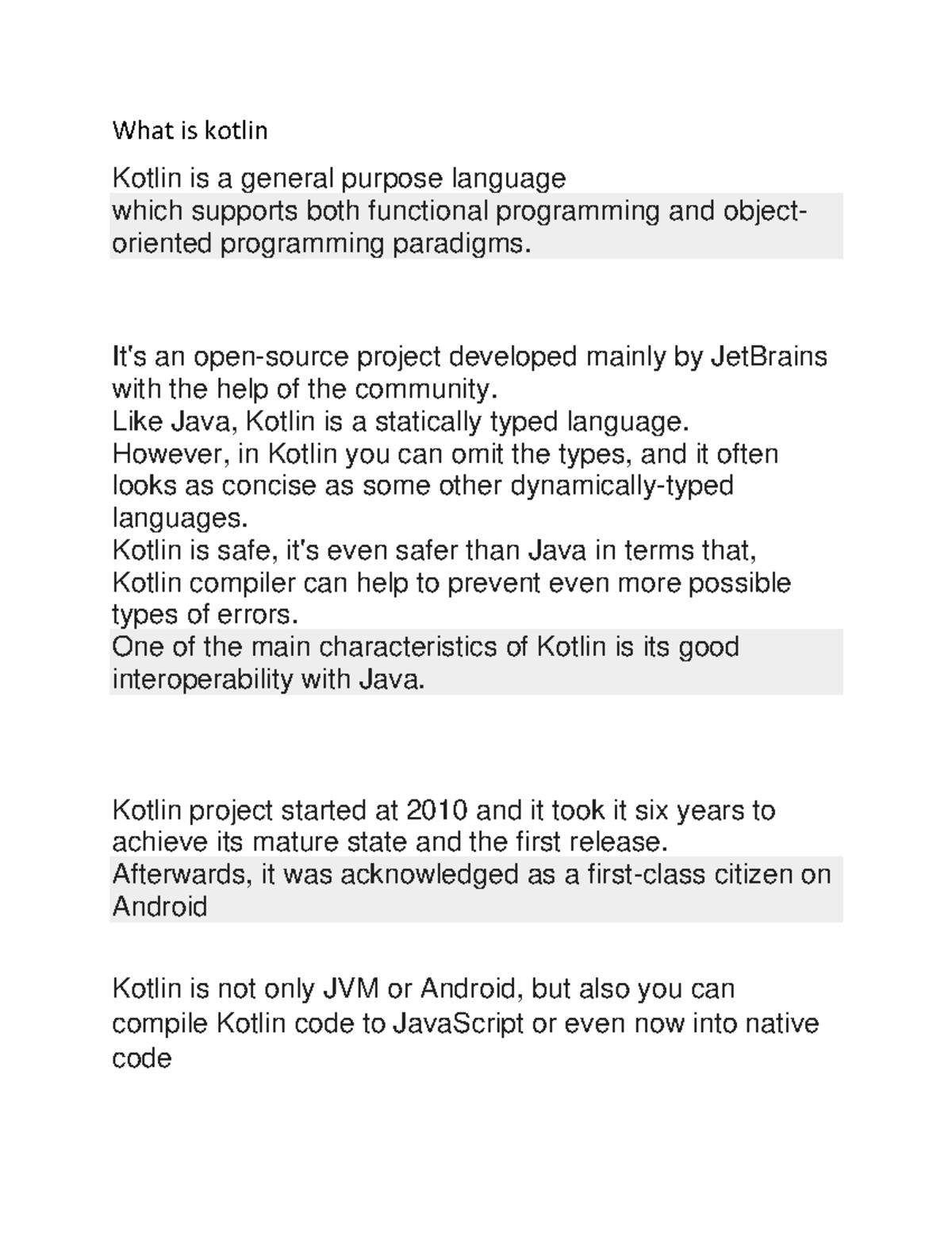 ITR Script - What is kotlin Kotlin is a general purpose language which supports both functional ...