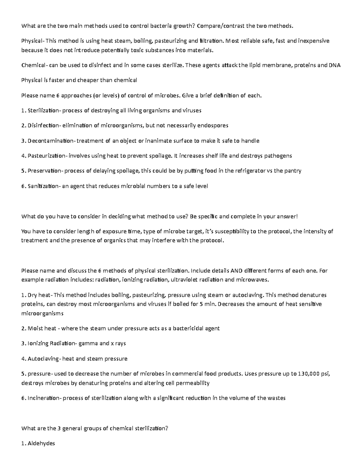 Bacteria control groupwork (2) - What are the two main methods used to ...