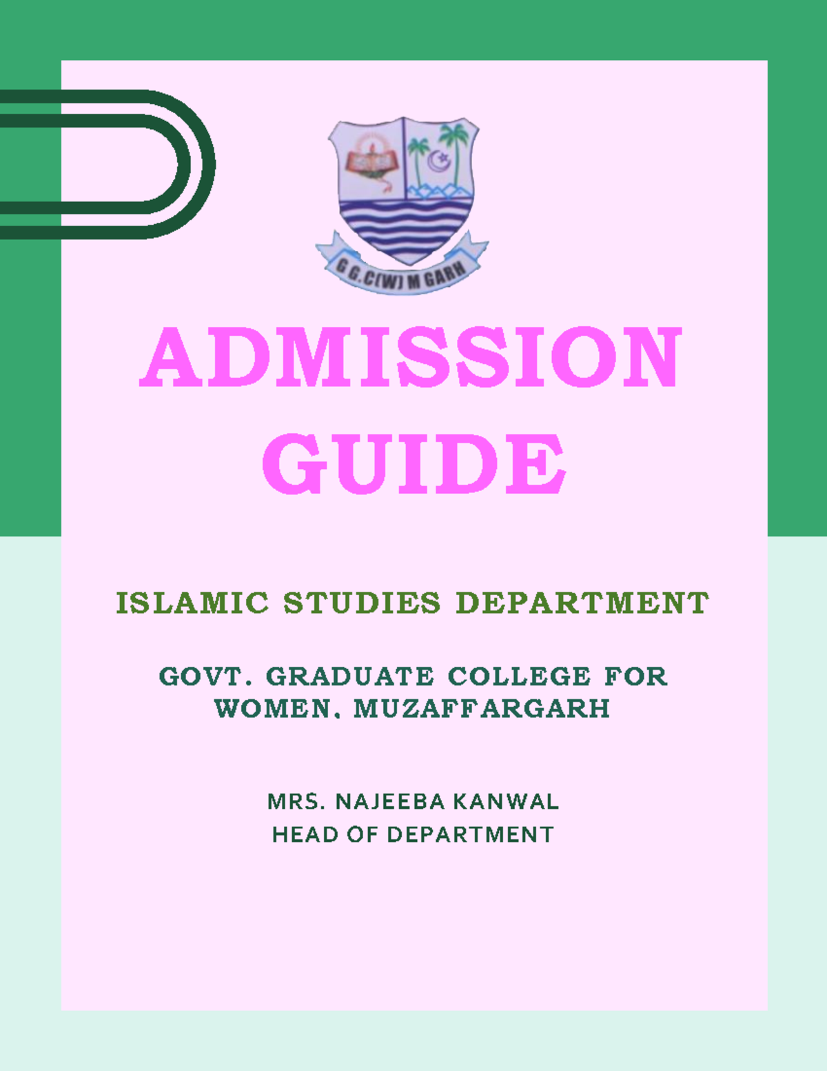 Admission Guideline Islamic studies - ADMISSION GUIDE ISLAMIC STUDIES ...