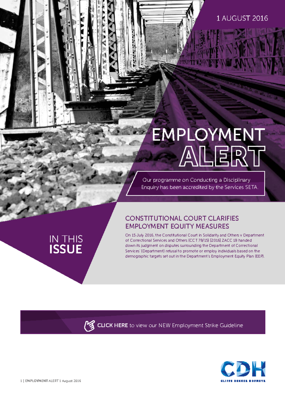 Employment Alert - n/a - 1 AUGUST 2016 CONSTITUTIONAL COURT CLARIFIES ...