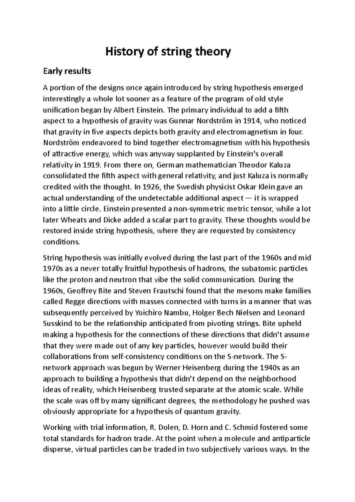 History of string theory - History of string theory Early results A ...