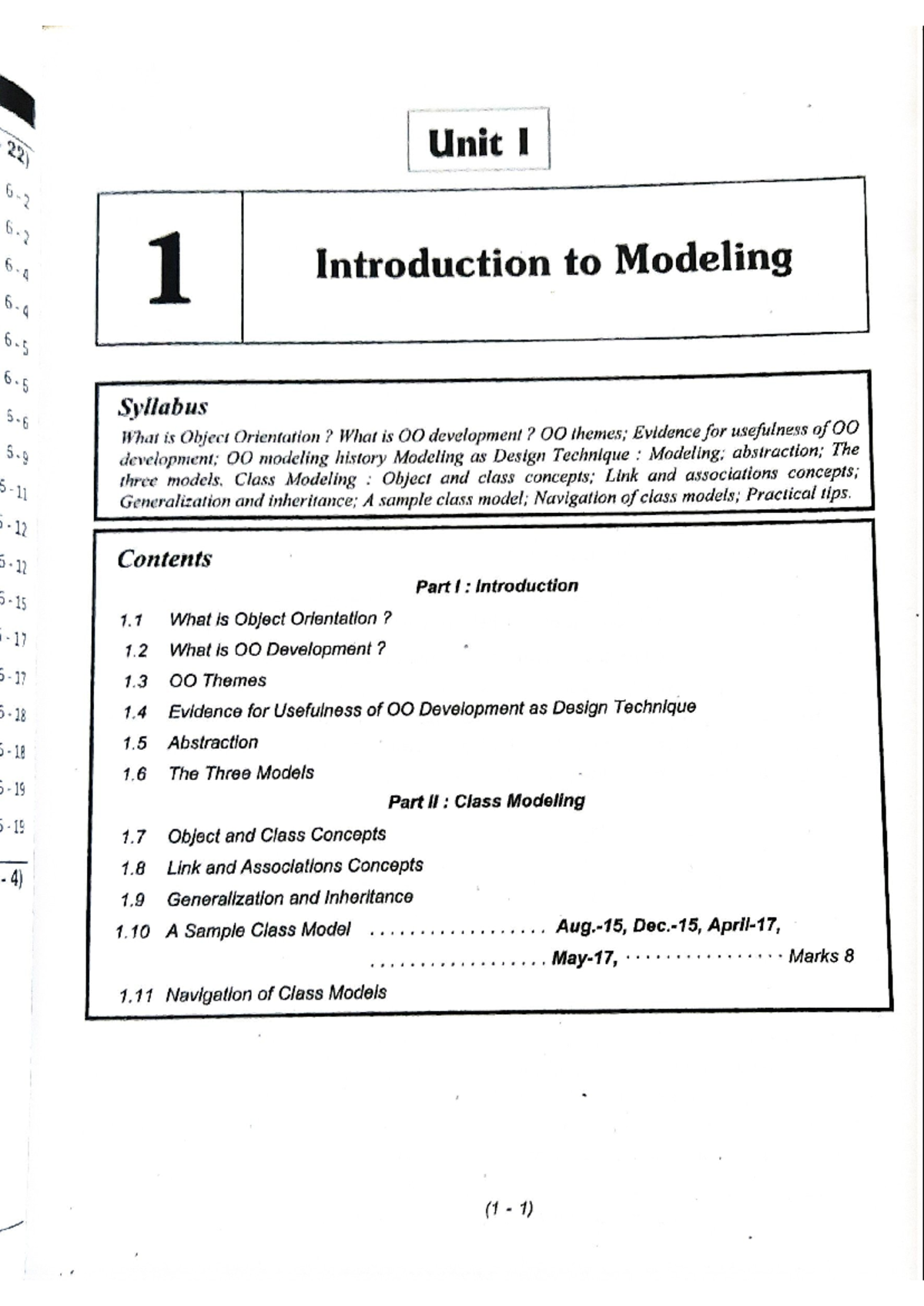 OOMD (U1 U2) - OOMD Unit 1 and 2 notes - 22) Unit I 6 6 6 1 ...