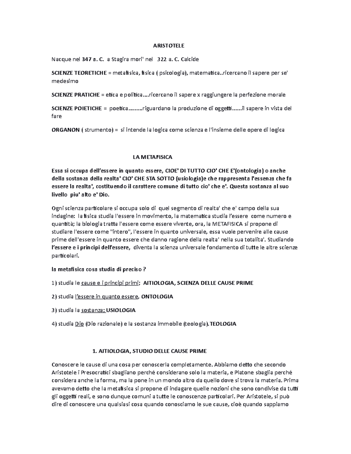 Aristotele pensiero - storia della filosofia classica - ARISTOTELE ...