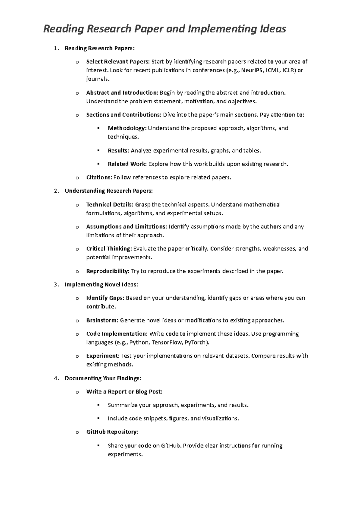 Reading Research Papers - Reading Research Papers: o Select Relevant ...