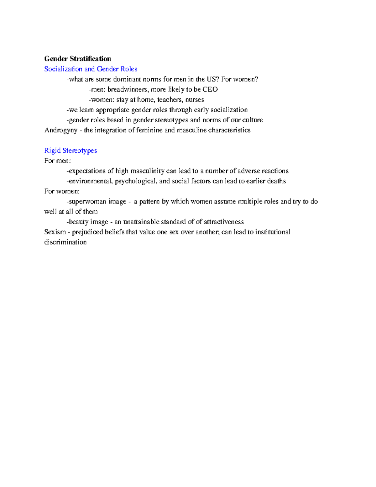 Gender Stratification - Gender Stratification Socialization and Gender ...