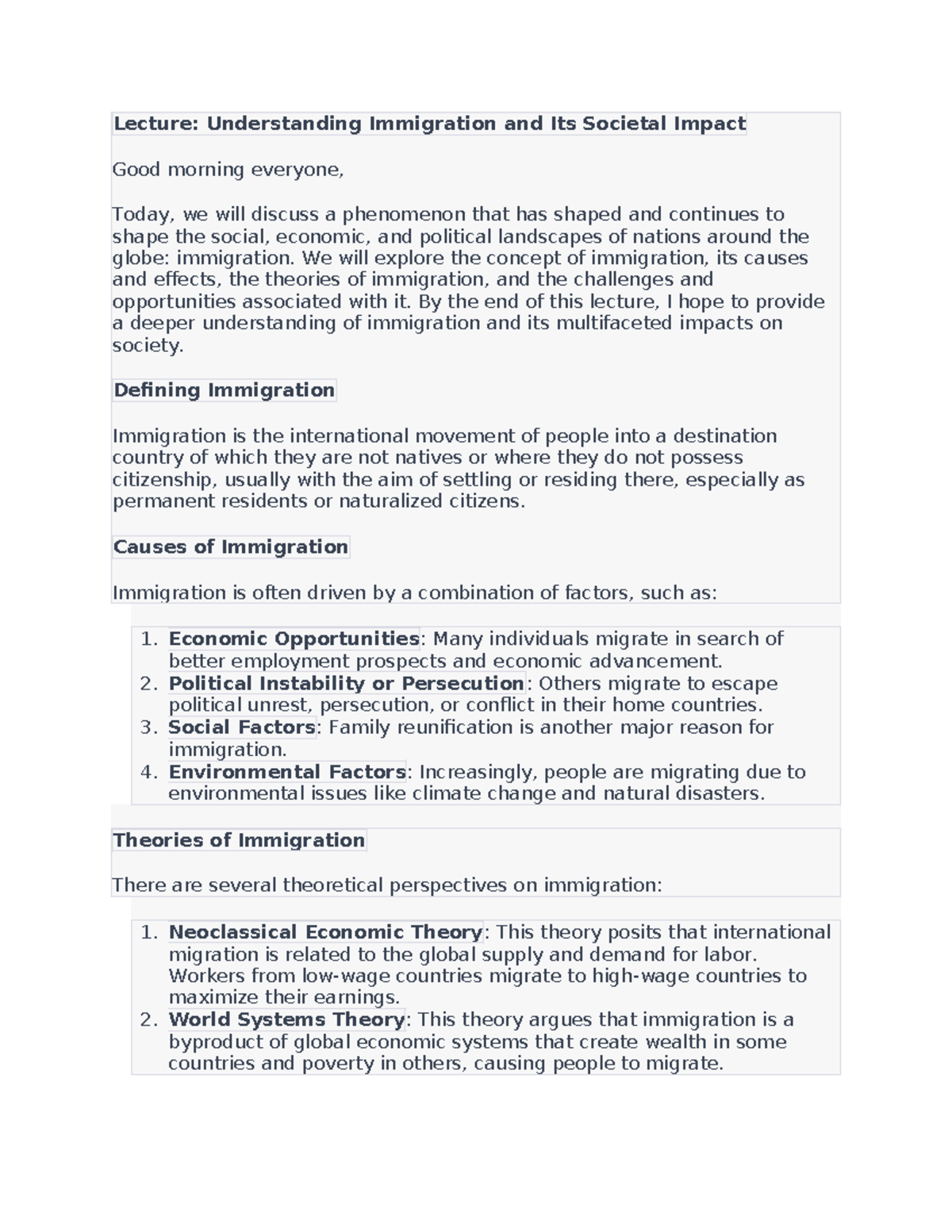 Understanding Immigration in Society - Lecture: Understanding ...