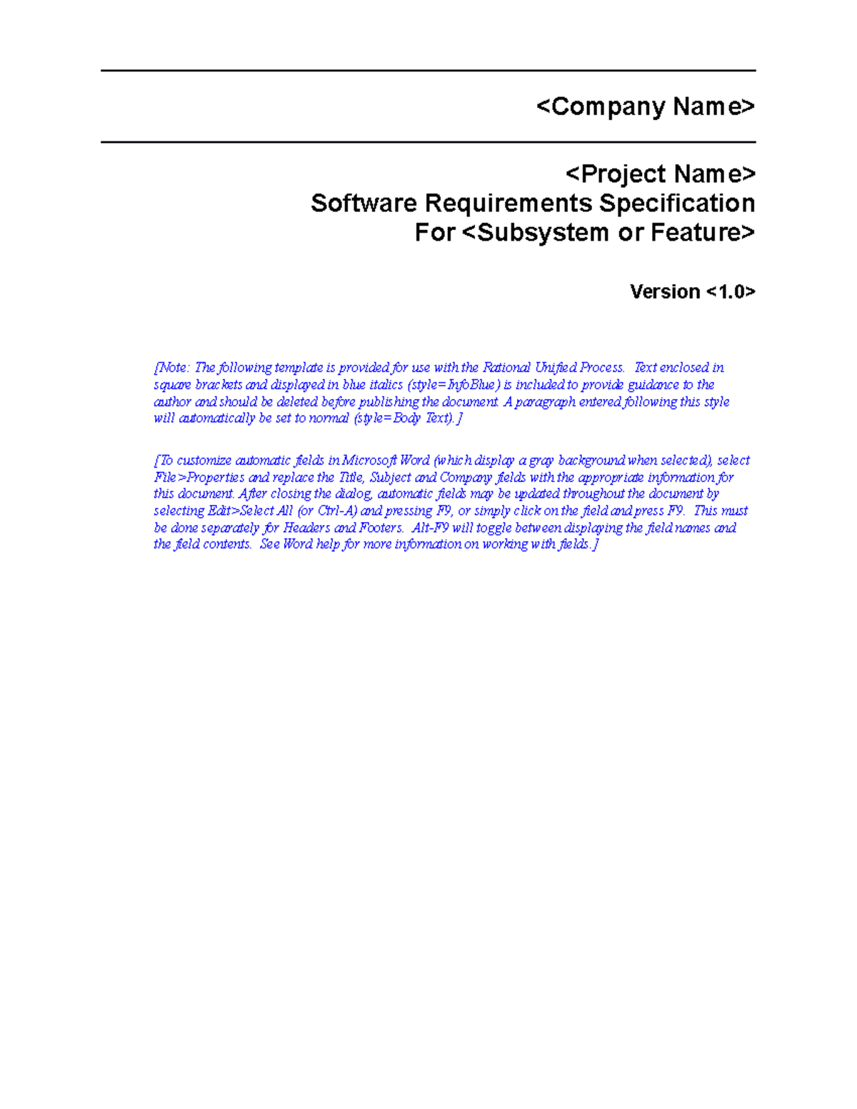Software Requirements Specification template - Software - Studocu