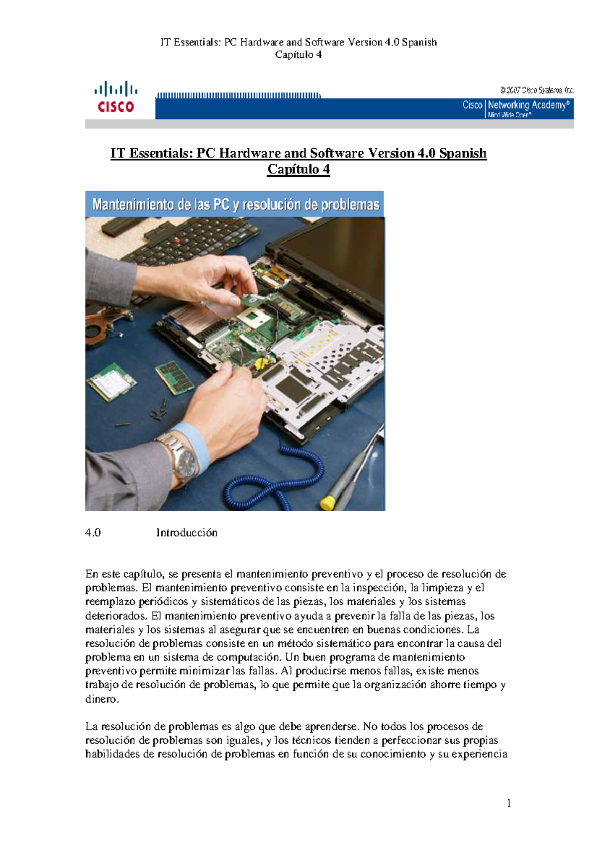 Capitulo 4 IT Essentials PC Hardware and Software Version 40 Spanish ...