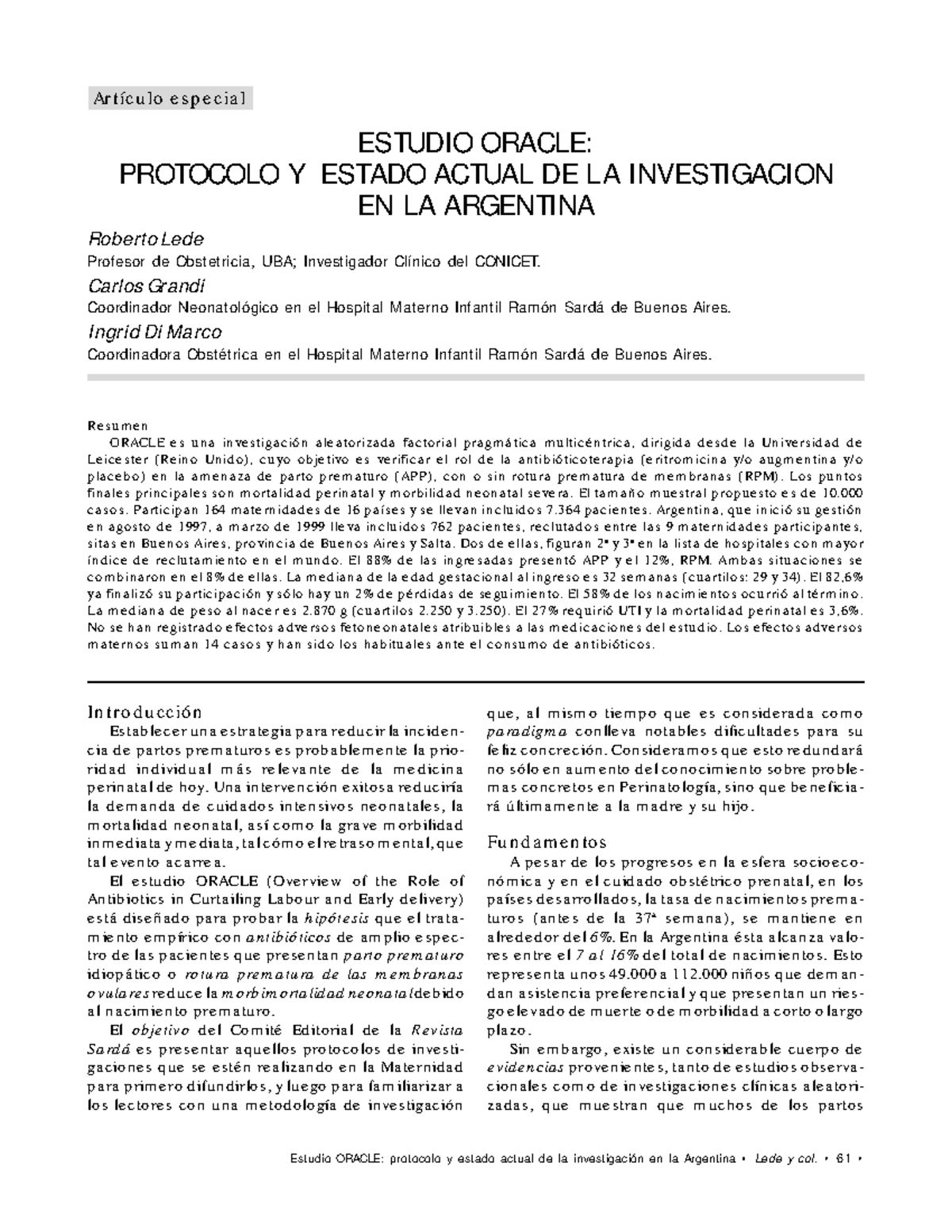 Oracle - ANTIBIOTICOS EN RPMO - Estudio ORACLE: protocolo y estado ...
