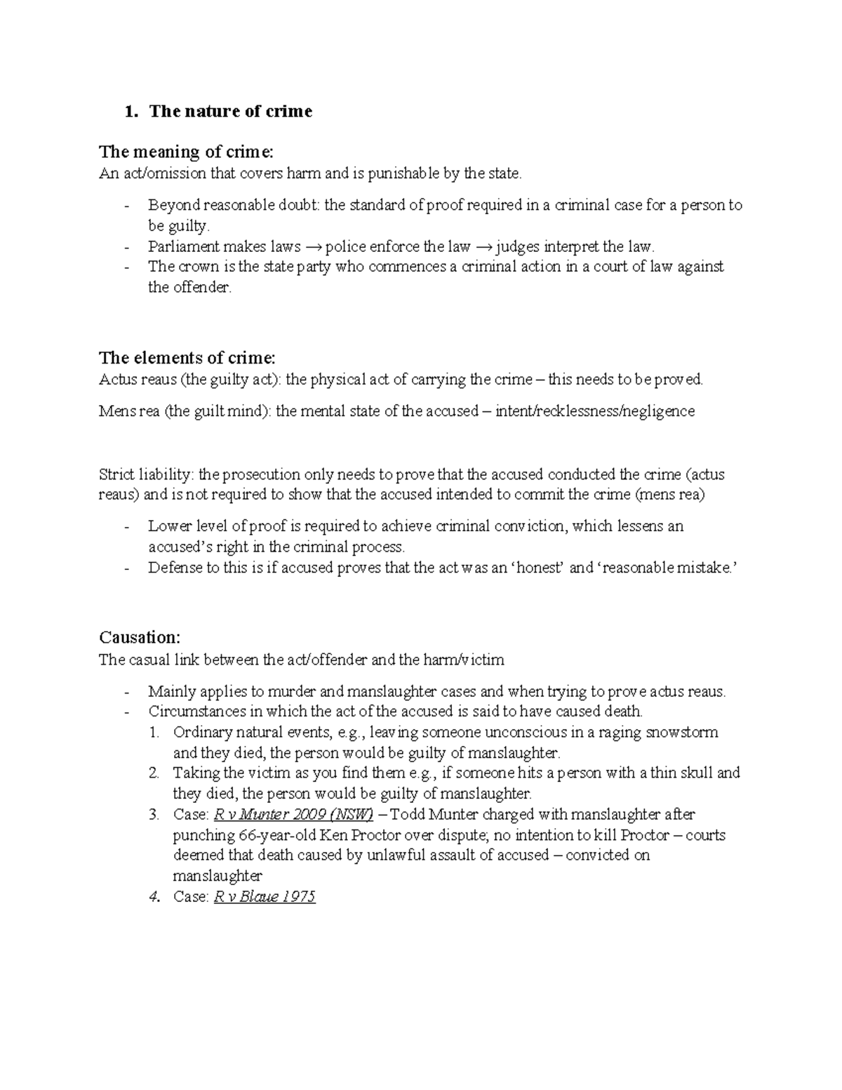 Yr.12 - Legal Studies - The nature of crime - 1. The nature of crime ...