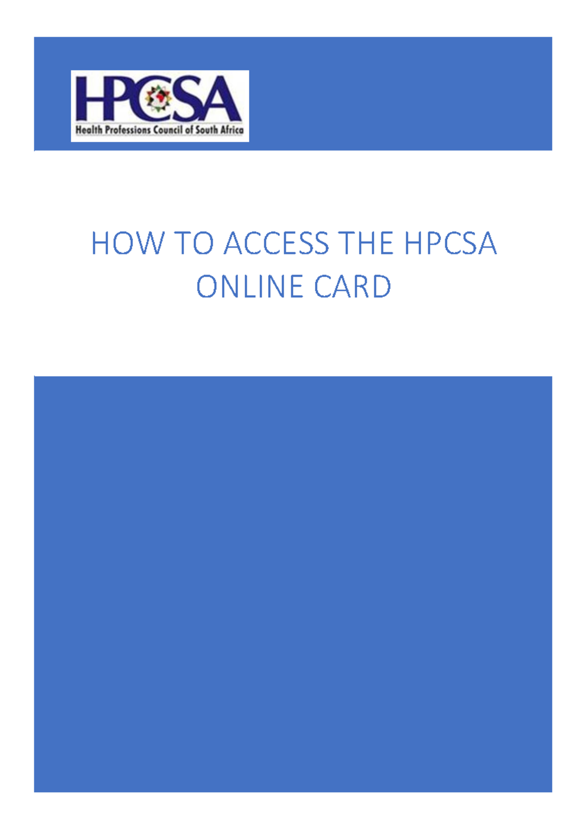 OSv C Renewal already paid practitioners - HOW TO ACCESS THE HPCSA ...