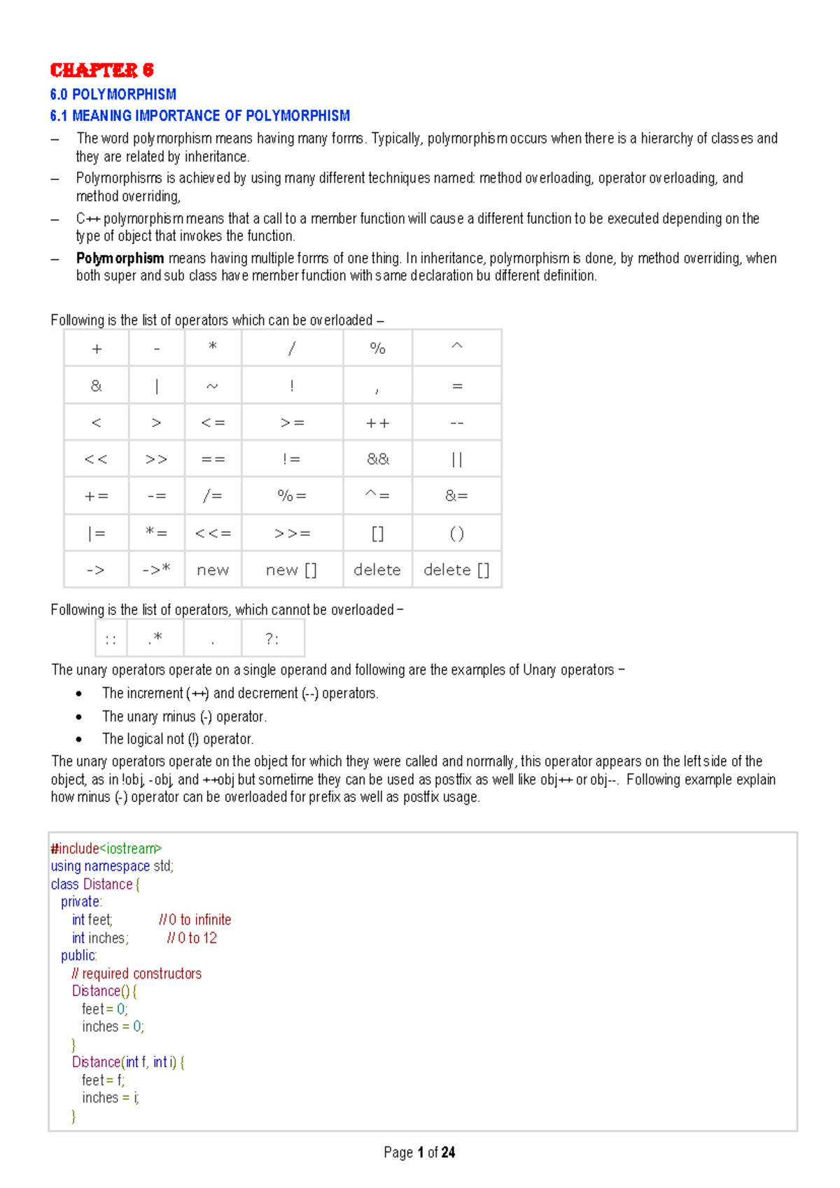 OOP Chapters 6-9 - Object oriented programming - CHAPTER 6 6 POLYMORPHISM 6 MEANING IMPORTANCE ...