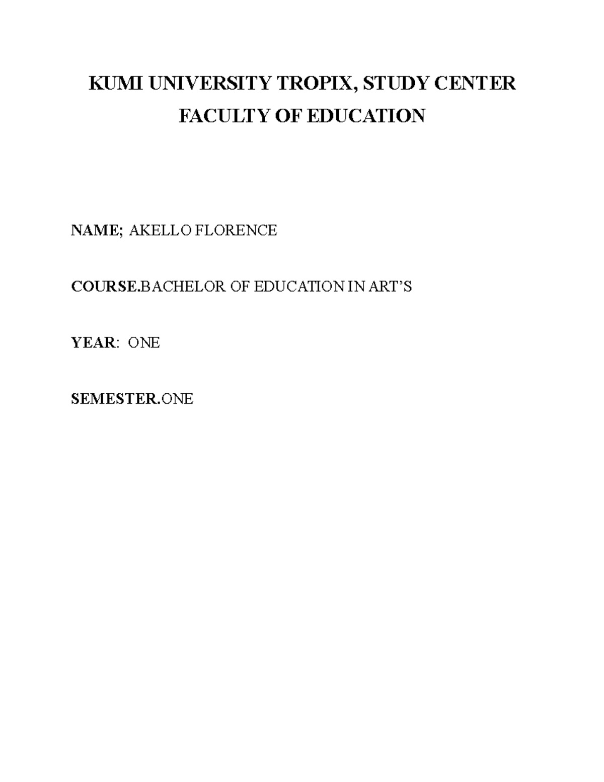 KUMI University - Details - KUMI UNIVERSITY TROPIX, STUDY CENTER ...