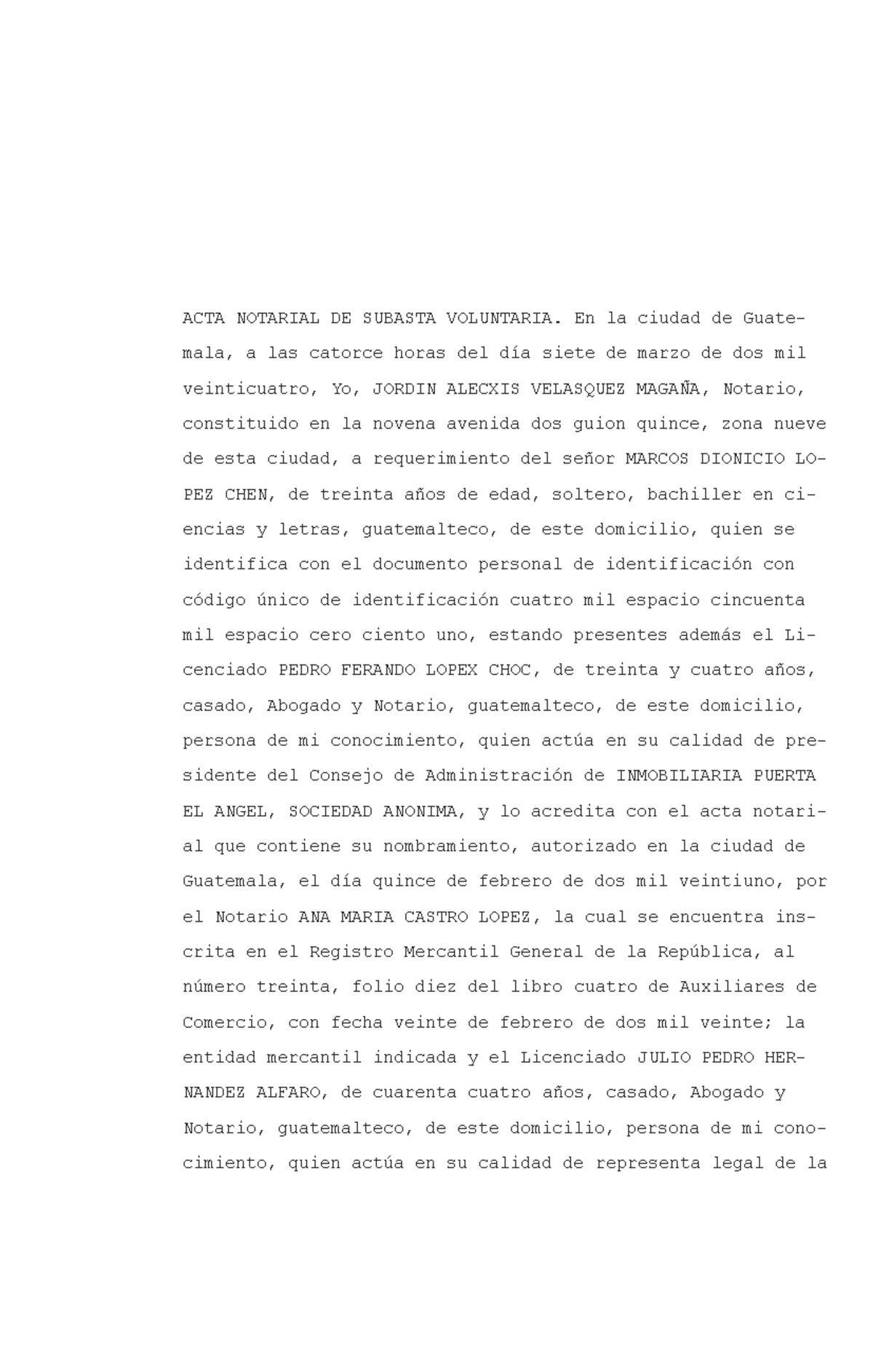 5. ACTA Notarial DE Subasta Voluntaria - ACTA NOTARIAL DE SUBASTA ...