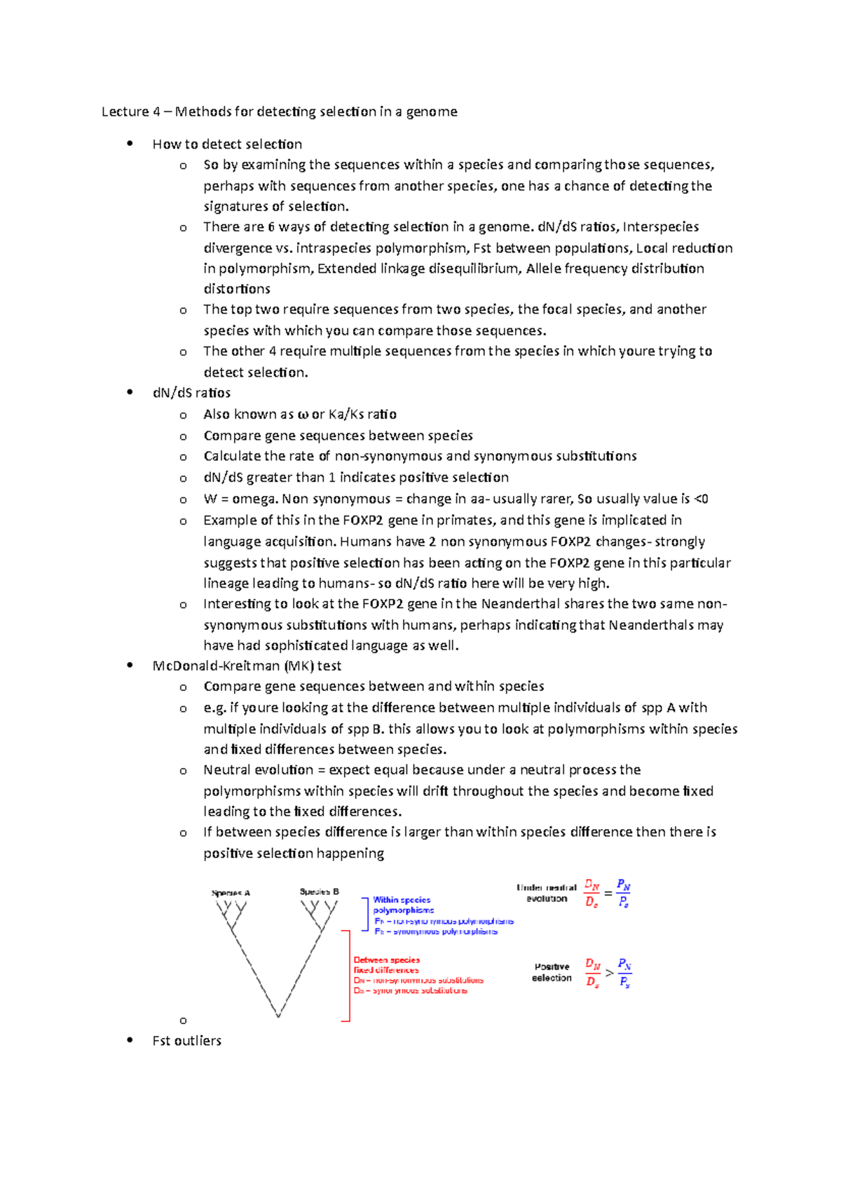 Methods For Detecting Selection In A Genome O There Are 6 Ways Of Detecting Selection In A