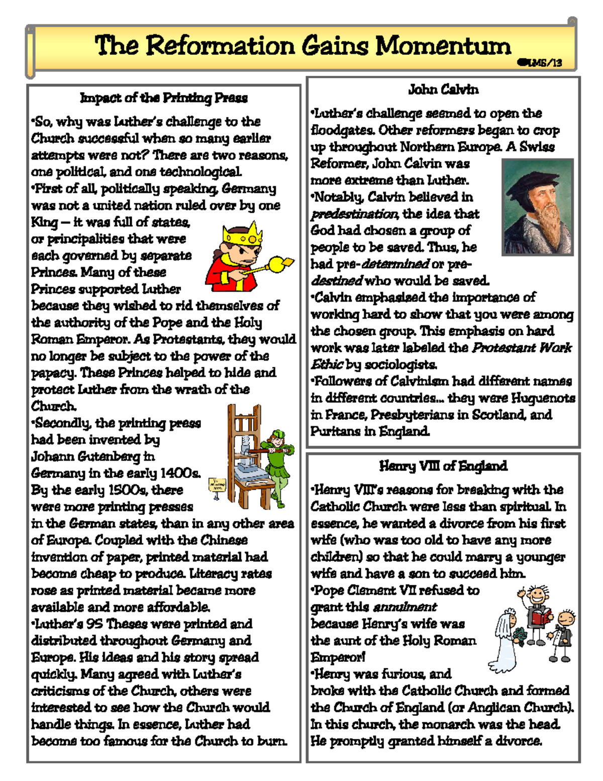 John Calvin & Henry VIII (LL) 2 - Studocu