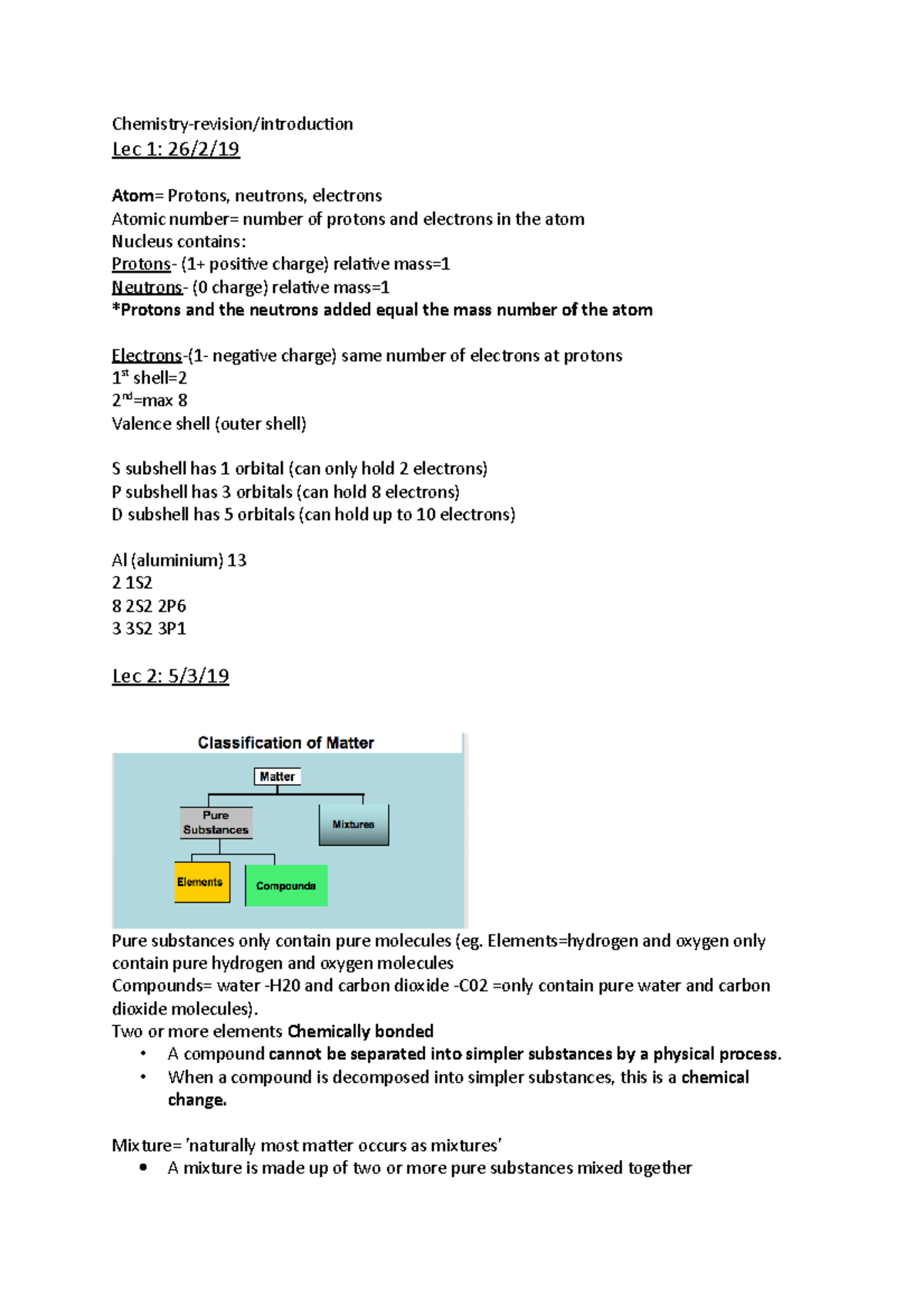 Introductory chemistry notes - Chemistry-revision/introduction Lec 1: ...