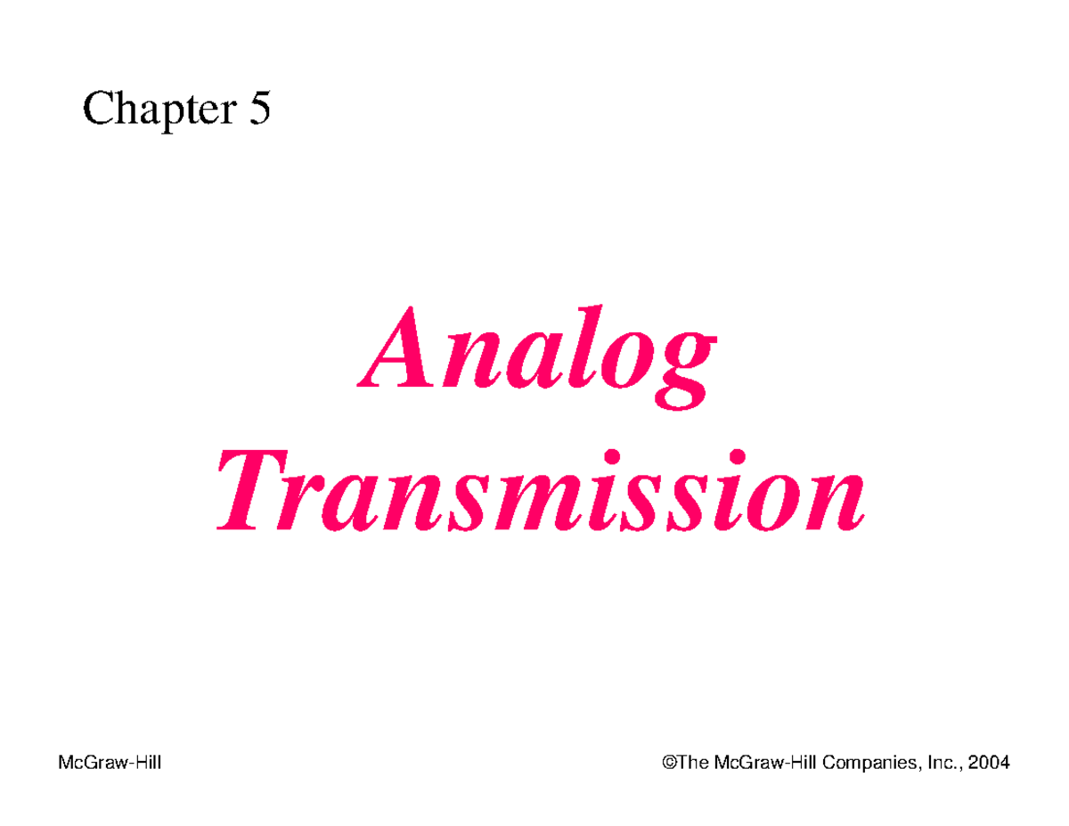 Ch # 05 Analog Transmission - Chapter 5 AnalogAnalog TTransm ii ssiion ...