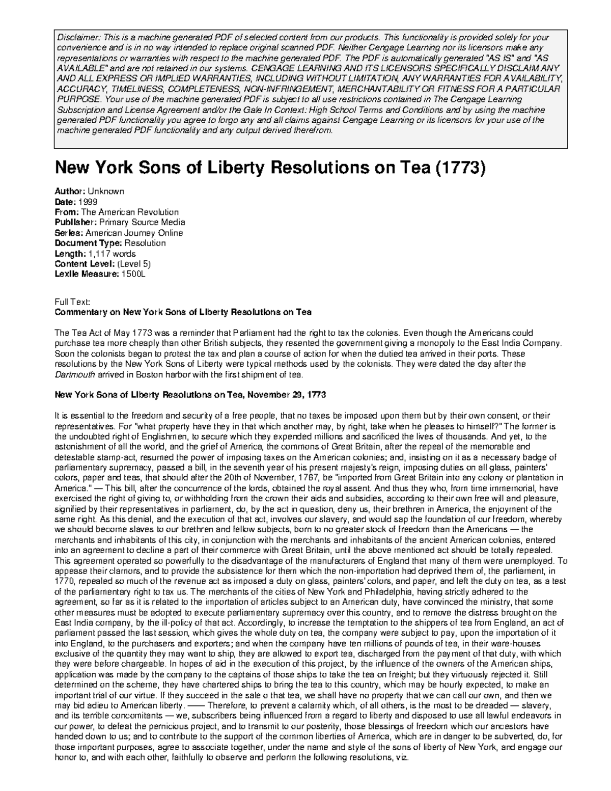 New York Sons of Liberty Resol - Studocu