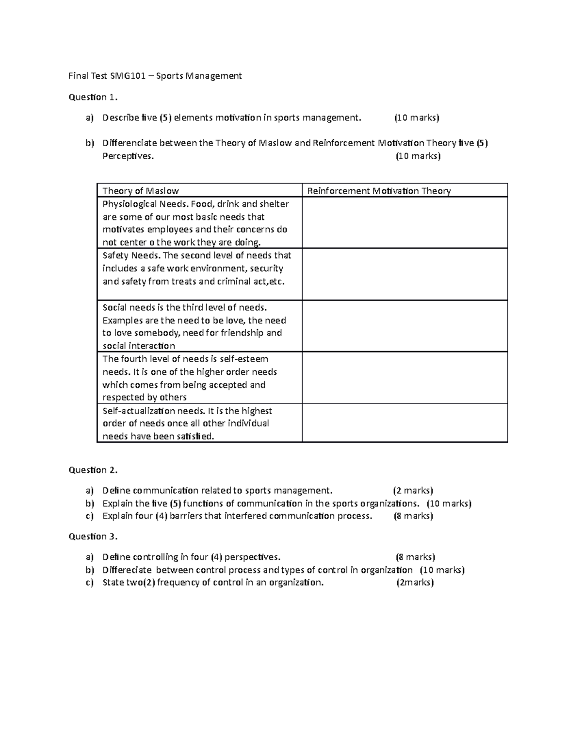 Final Test SMG101 - JAWAPAN - Final Test SMG101 – Sports Management ...