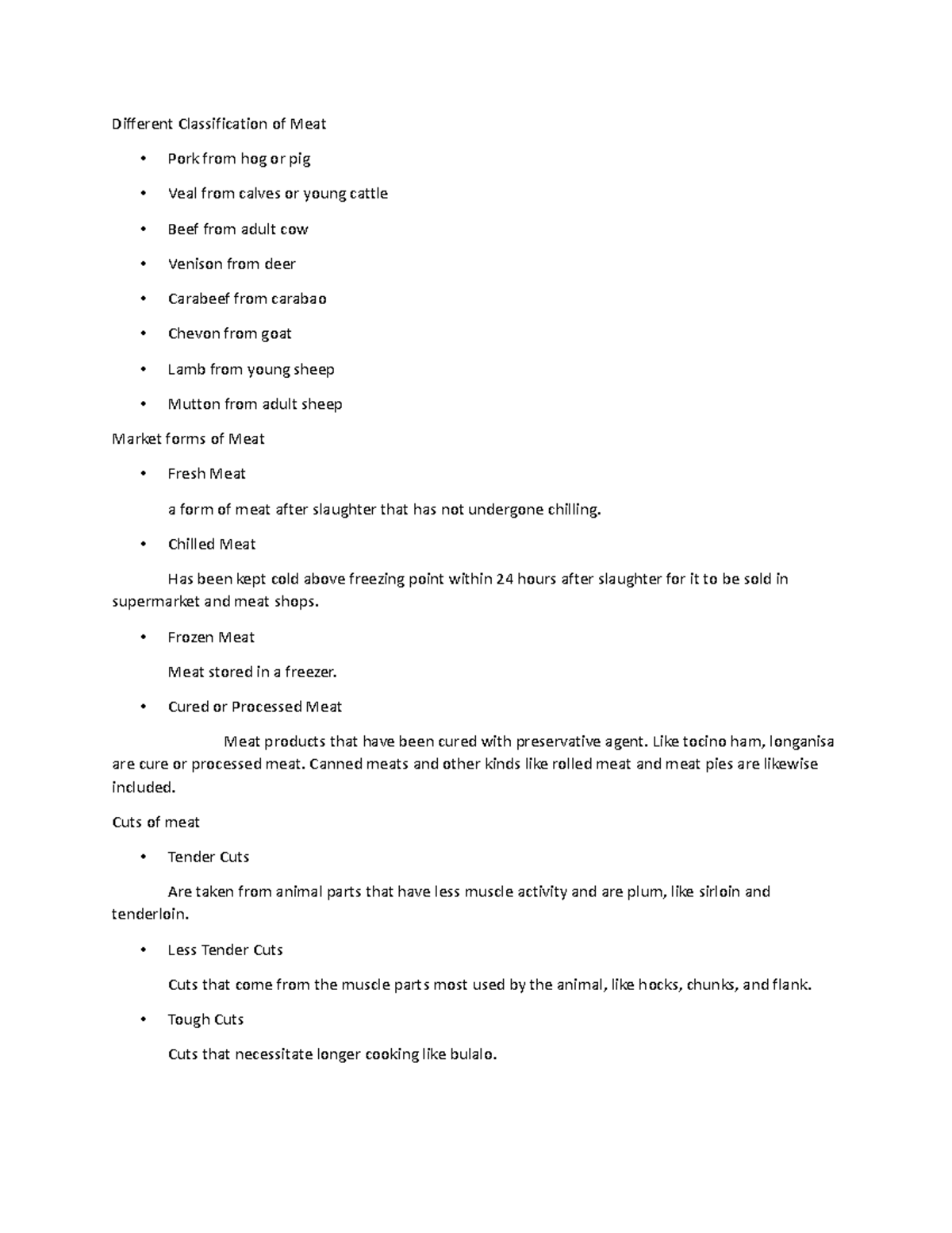 Different Classification of Meat grade 10 - Different Classification of ...