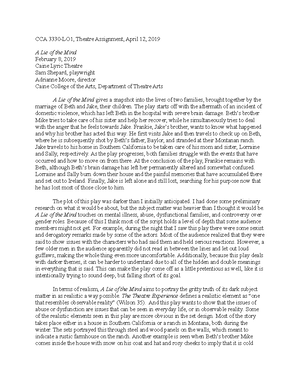 Film Assignment - Grade: A - CCA 3330-LO1, Film Assignment, March 8 ...