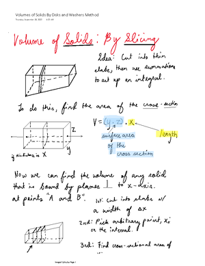Notes - Volumes of Soilds of Revolution - Volumes of solids of ...