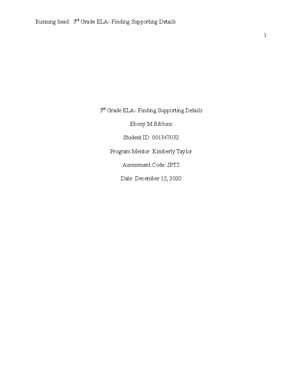 JPT2 Task Essay Running Head 3rd Grade ELA Finding Supporting jpt2-task-essay-running-head-3rd-grade-ela-finding-supporting