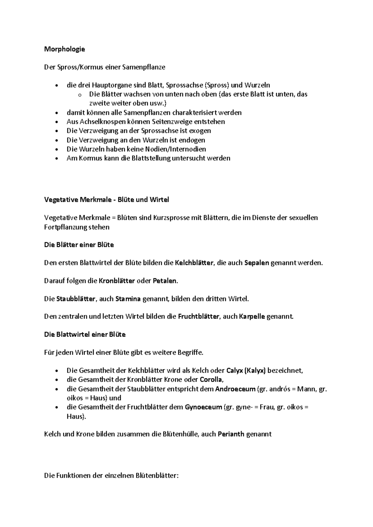 Morphologie Samenpflanzen - Morphologie Der Spross/Kormus einer ...