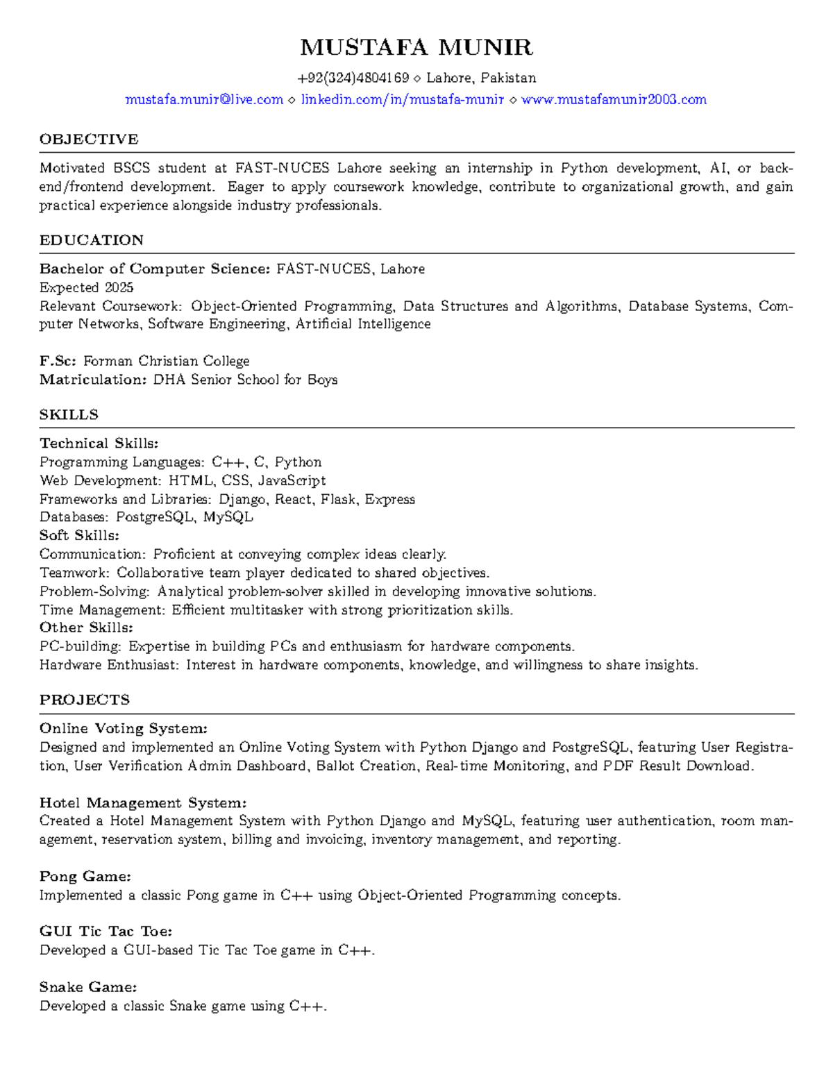 Faangpath Simple Template - MUSTAFA MUNIR +92(324)4804169 ⋄ Lahore ...