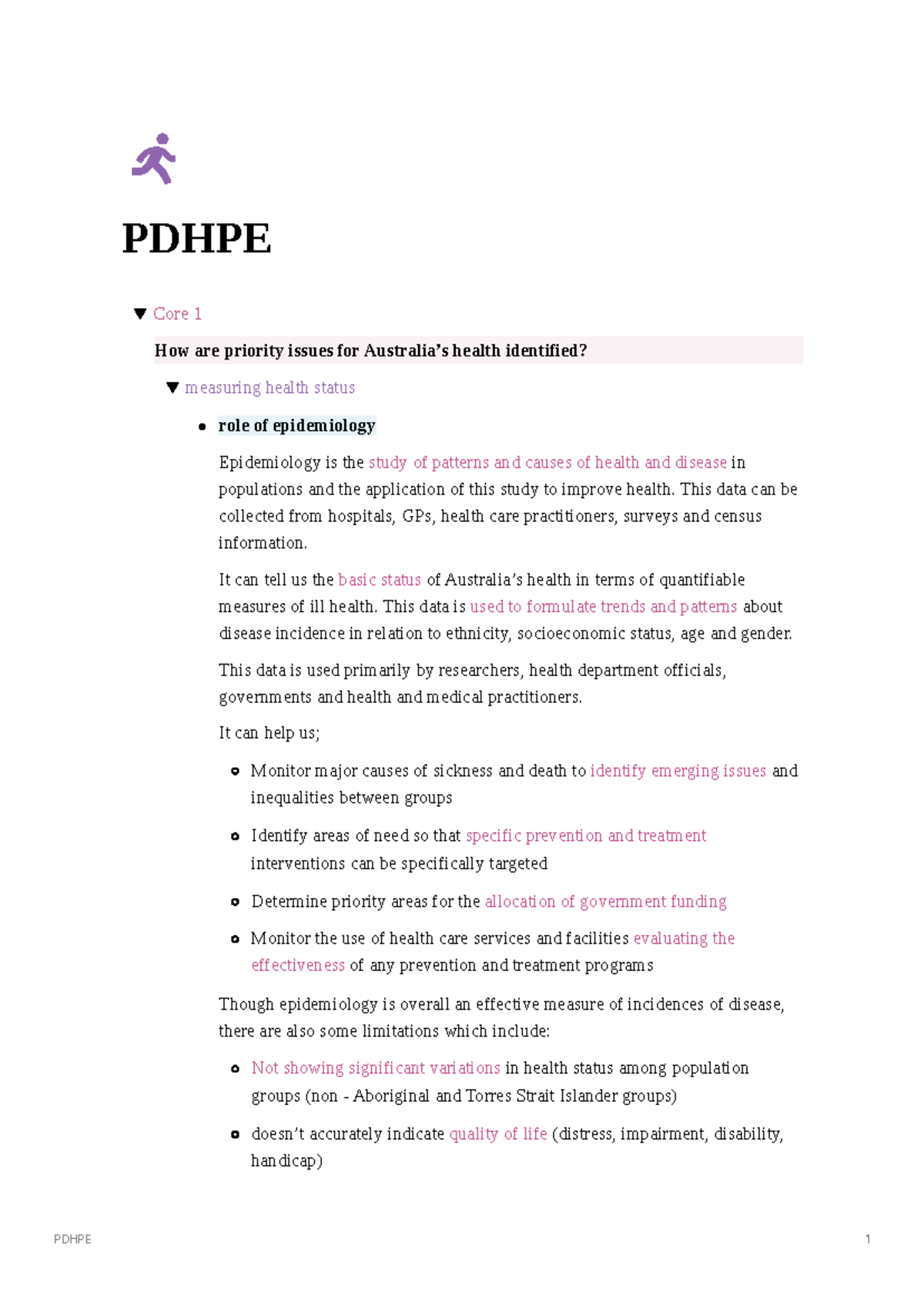 Pdhpe Core 1 Notes - PDHPE Core 1 How are priority issues for Australia ...
