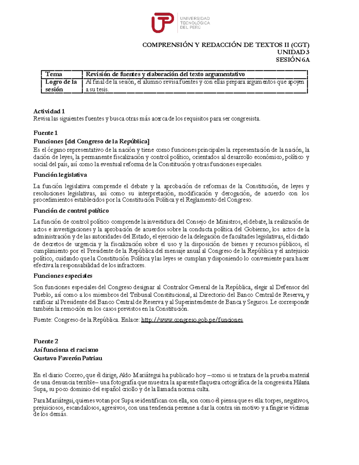 U3 S6 Texto argumentativo (requisitos Congreso) - COMPRENSI”N Y REDACCI”N DE TEXTOS II (CGT ...