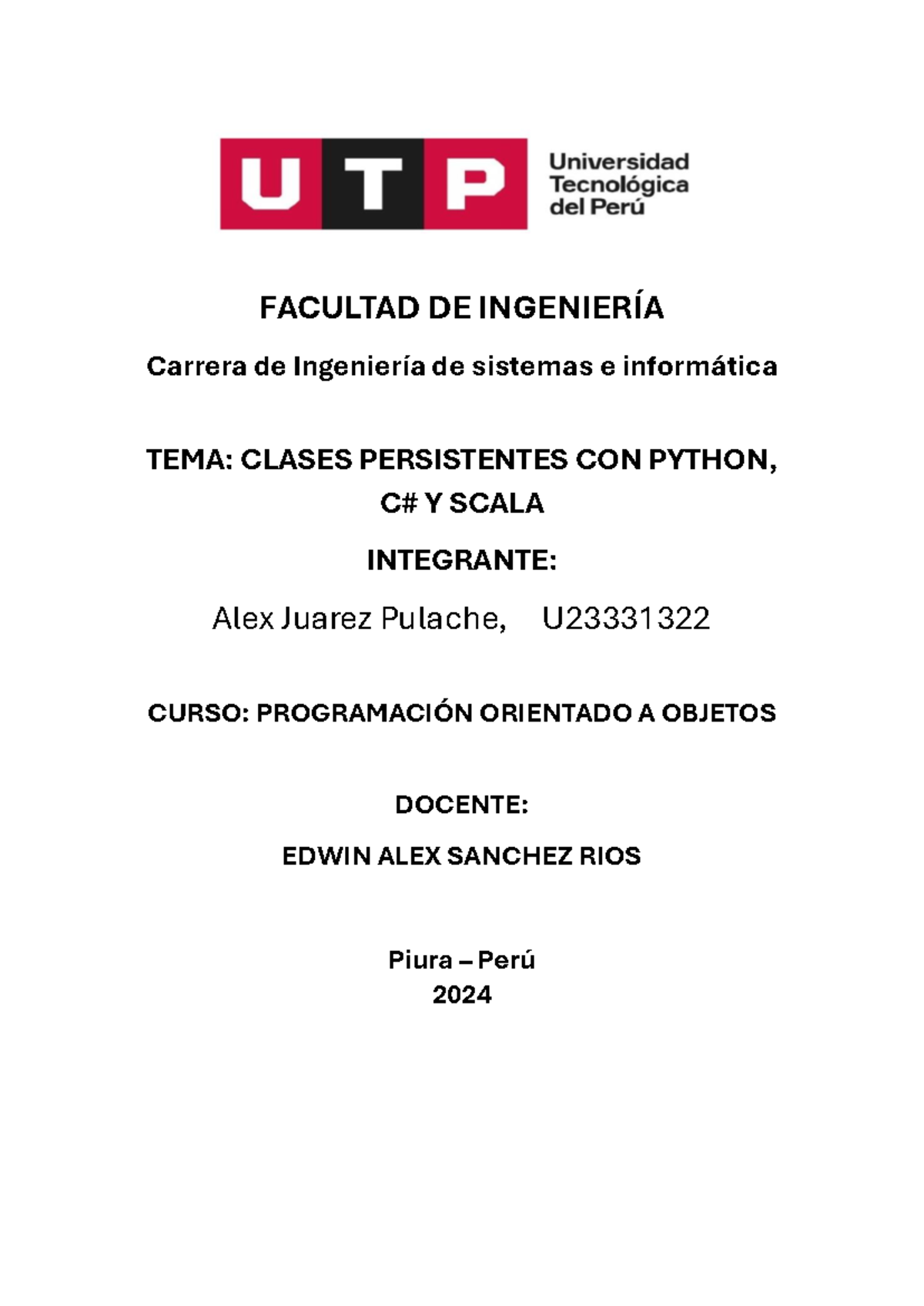 Clases Persistentes Con Python C Scala Facultad De IngenierÍa