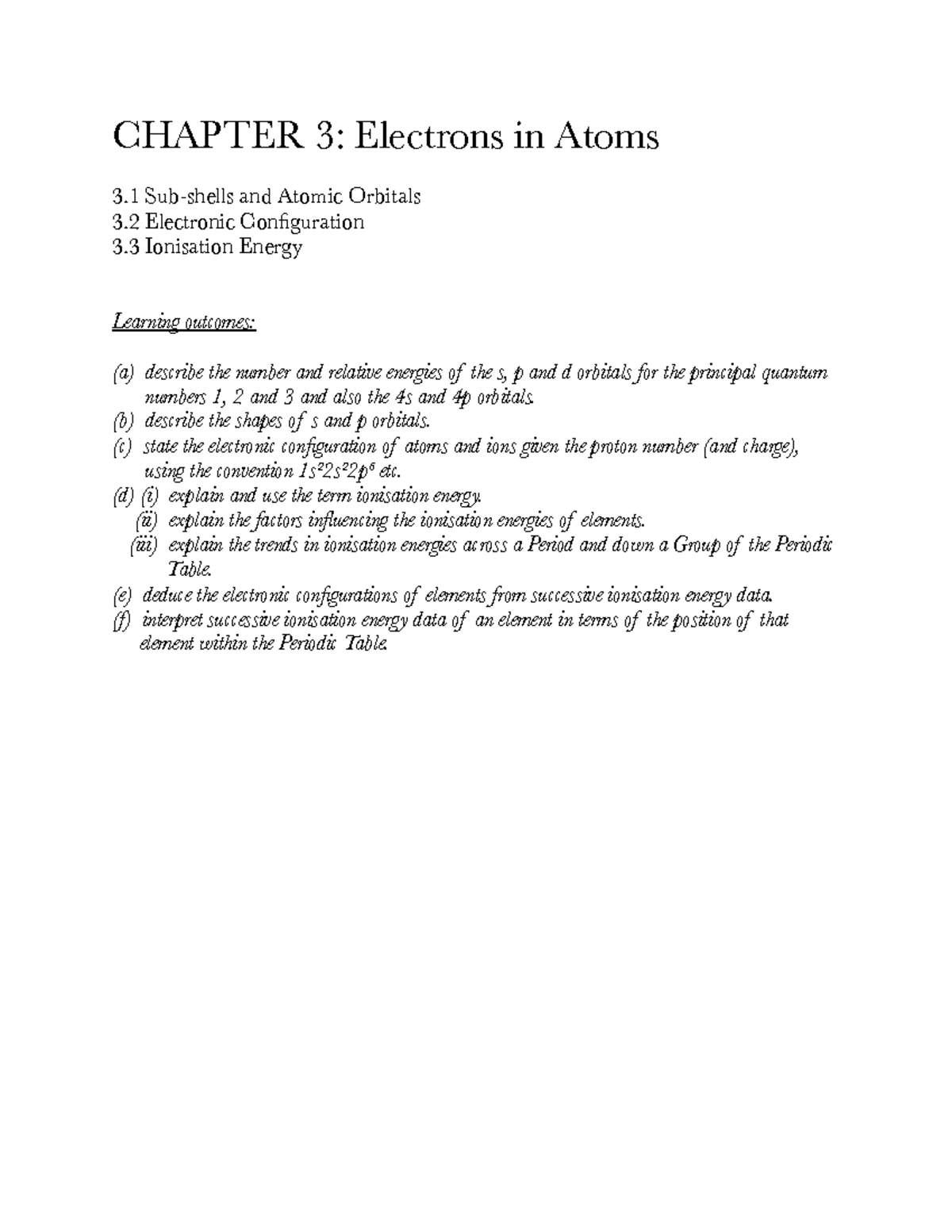 Chapter 3 Electrons in Atoms - CHAPTER 3: Electrons in Atoms 3 Sub ...