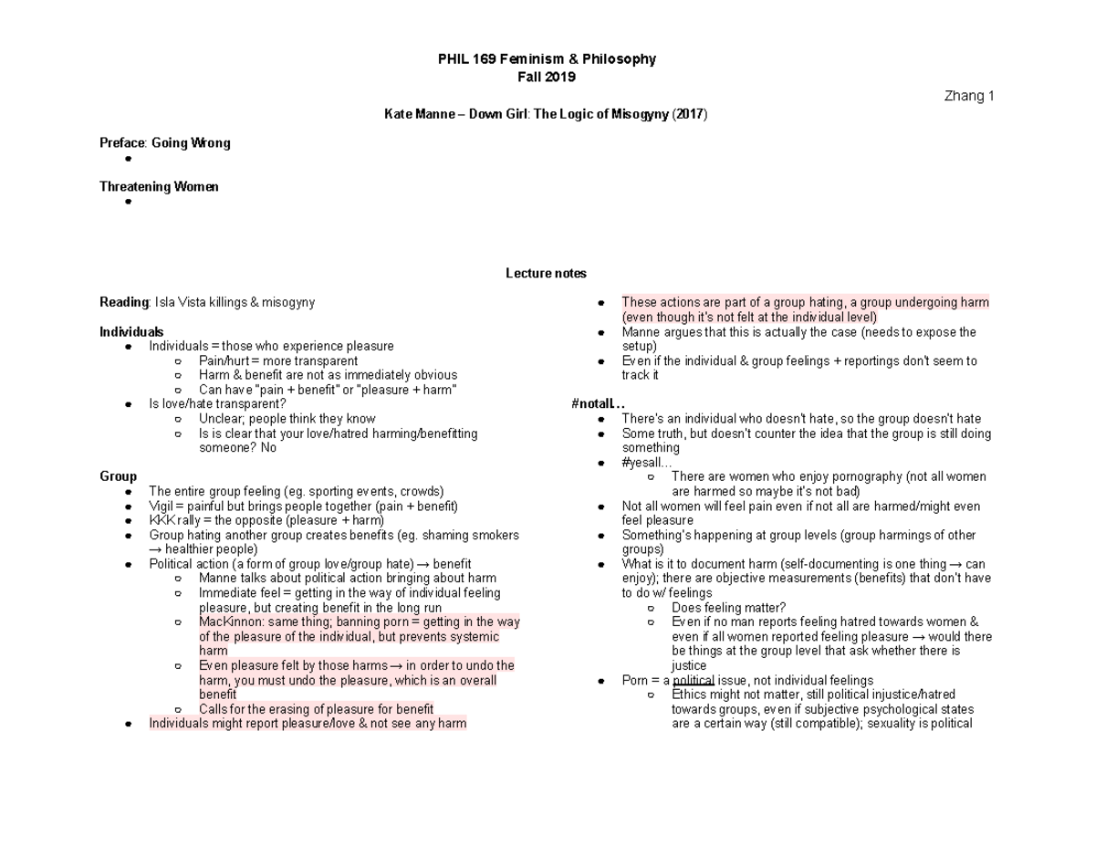 14. Kate Manne – Down Girl The Logic of Misogyny (2017 ) - PHIL 169 ...