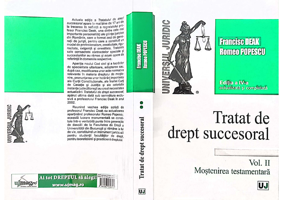 2Fr. Deak - Tratat de drept succesoral vol. II - Drept Civil Succesiuni ...
