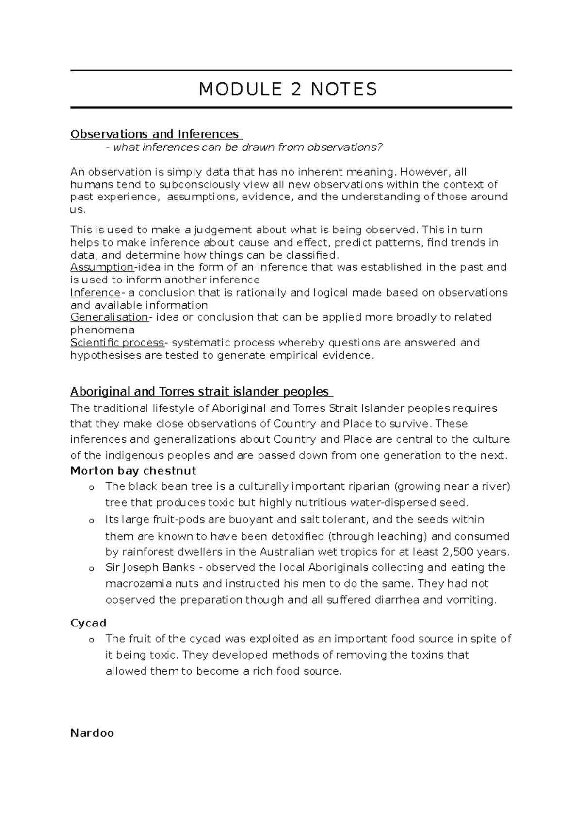 Module 2 notes - MODULE 2 NOTES Observations and Inferences what ...