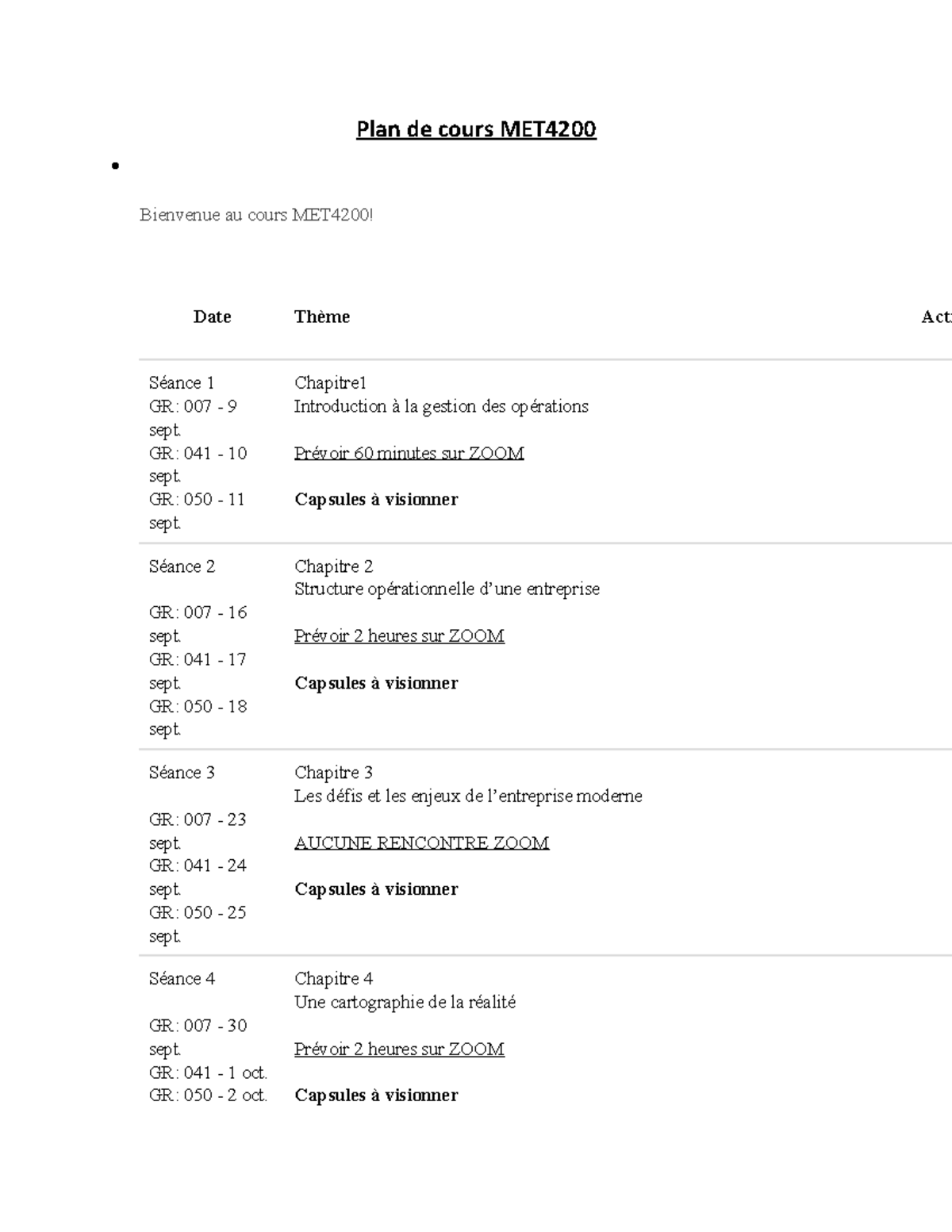 Plan de cours MET4200 - Plan de cours MET Bienvenue au cours MET4200 ...