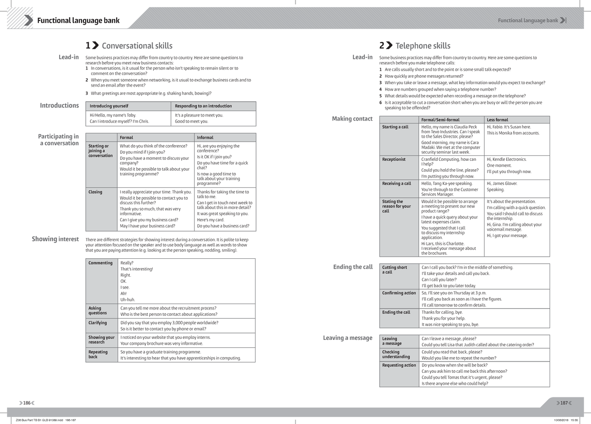 B1 Functional Language bank - 186 187 Functional language bank ...