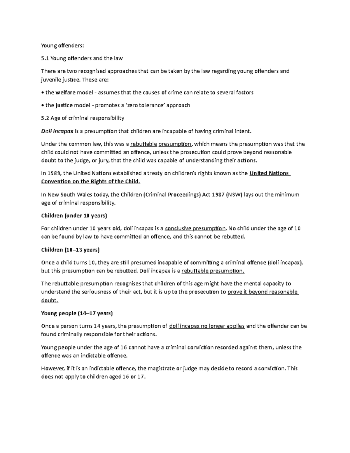Young offenders - notes - Young offenders: 5 Young offenders and the ...