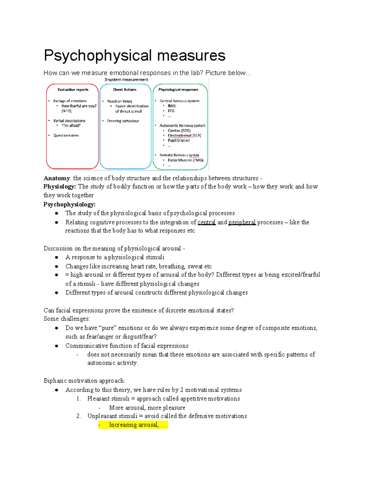Biological psychology psychophysical measures - Psychophysical measures ...
