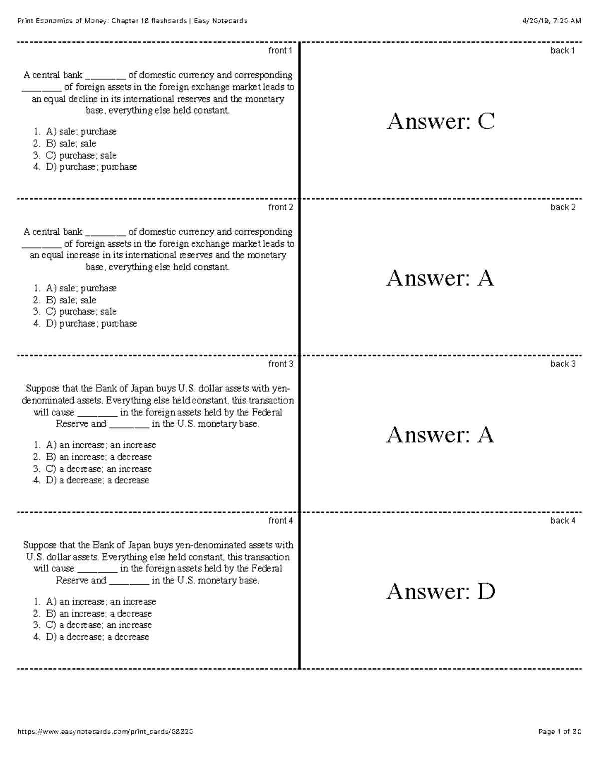Print Economics of Money: Chapter 18 flashcards Easy Notecards - Print ...