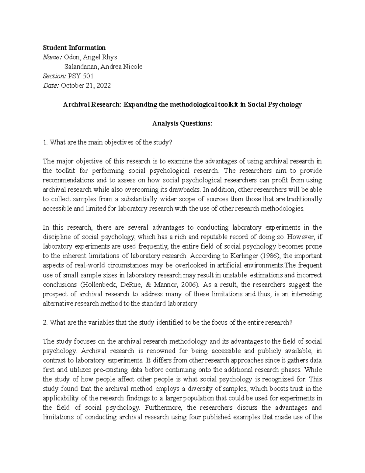 Archival-Method - Archival Method Research - Student Information Name ...