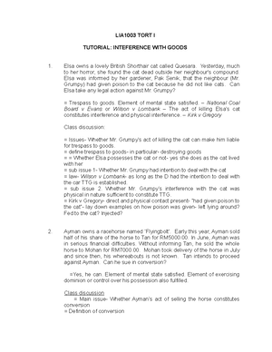 2021 - LIA1004 Tutorial Questions - FACULTY OF LAW UNIVERSITY OF MALAYA LIA 1004 LAW OF CONTRACT ...