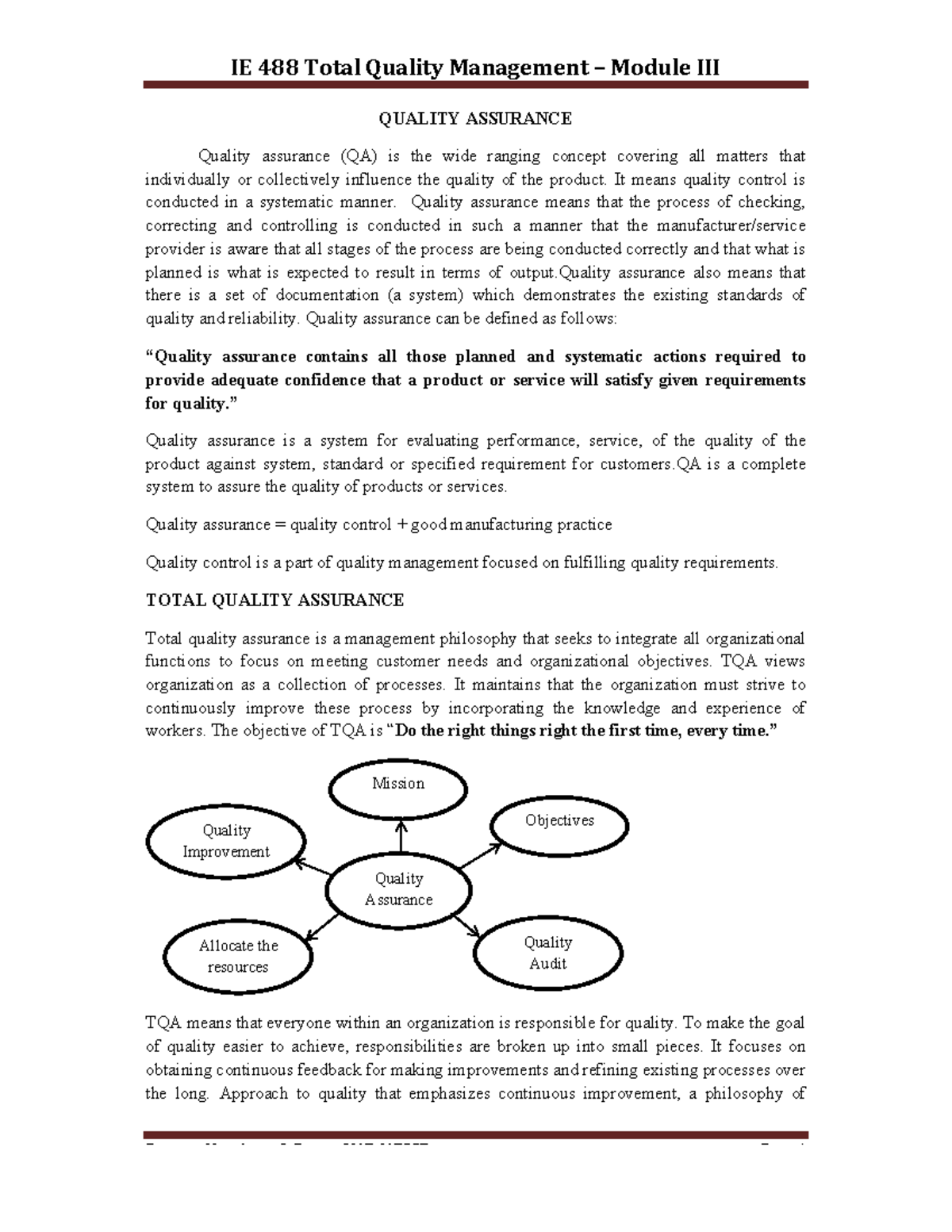 Total Quality Management - Module 3 - - Studocu