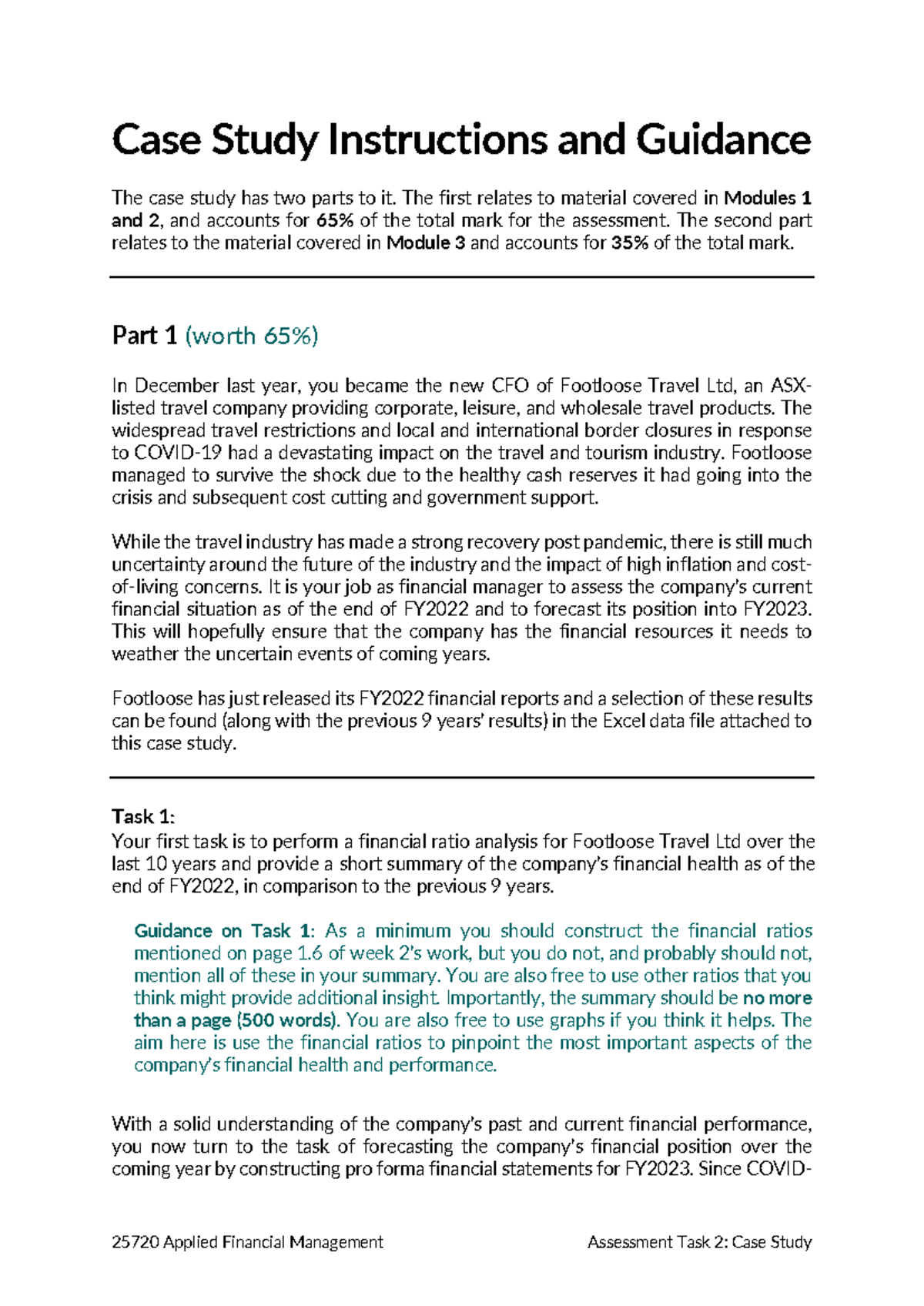 AFM Case Study Instructions - Case Study Instructions and Guidance The ...
