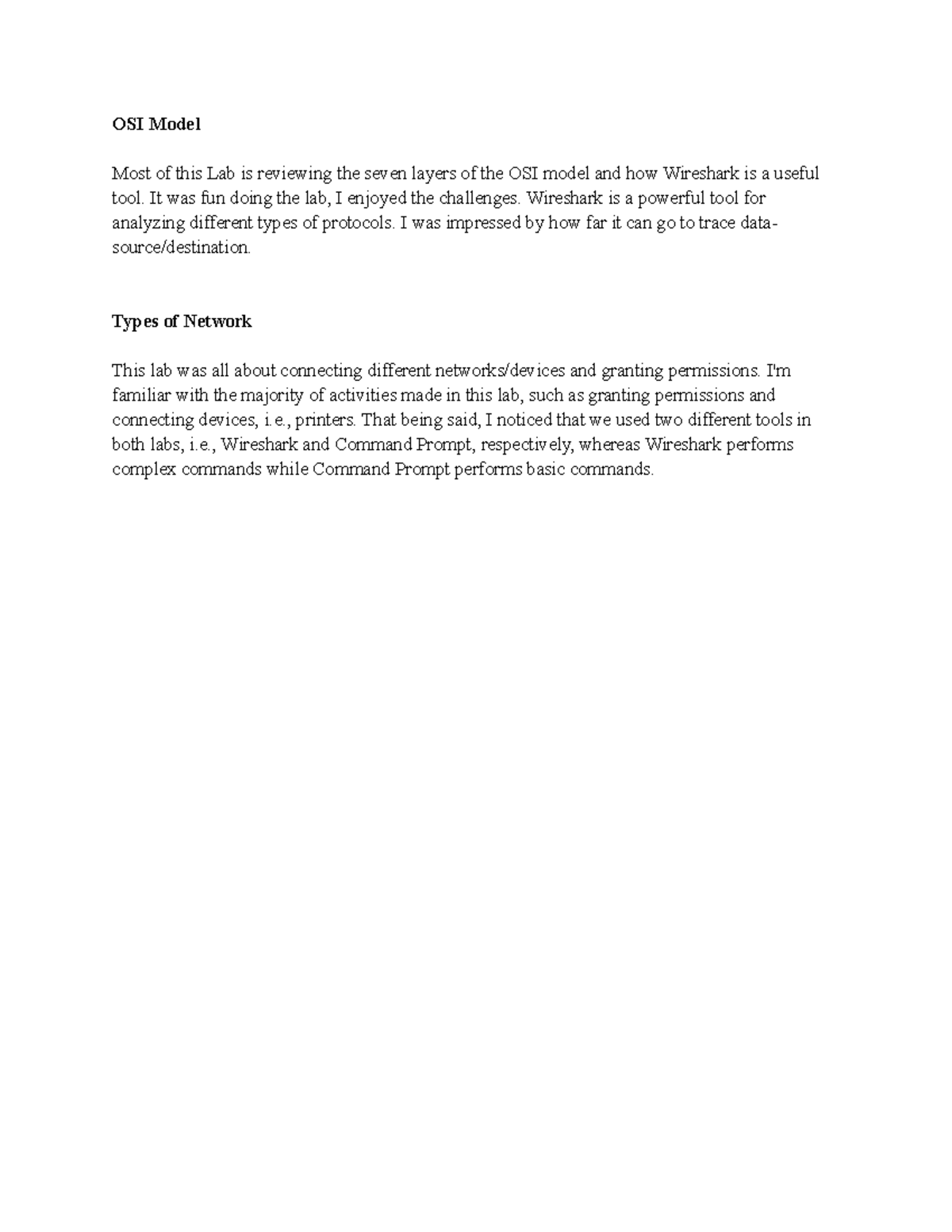 CYB 212 Week-1 Labs.docx - OSI Model Most of this Lab is reviewing the ...