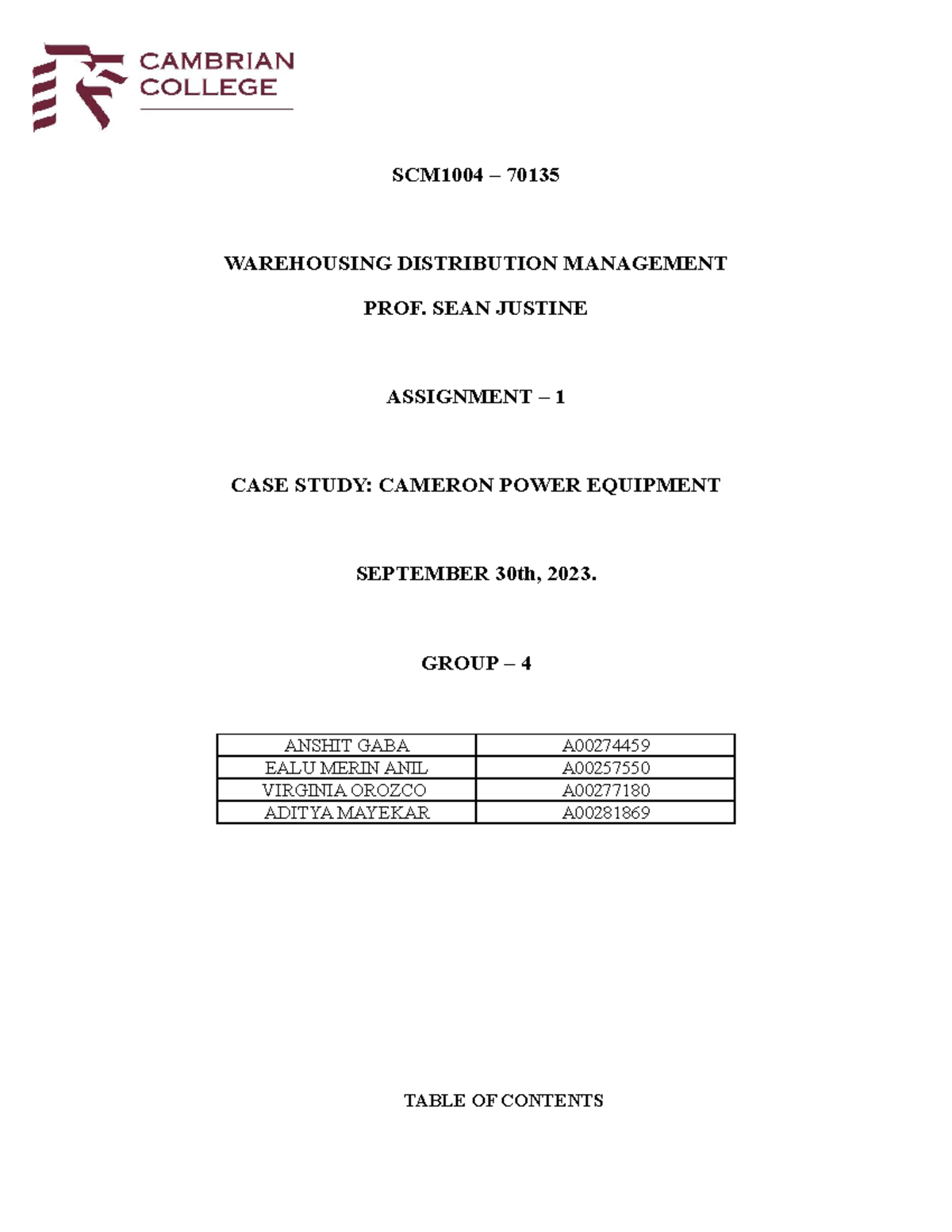 Cameron Power Equipment case study - SCM1004 – 70135 WAREHOUSING ...