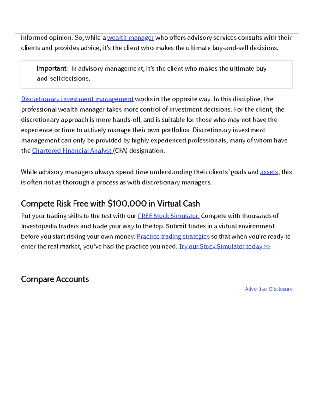 Advisory Management - Lecture notes 1 - informed opinion. So, while a ...