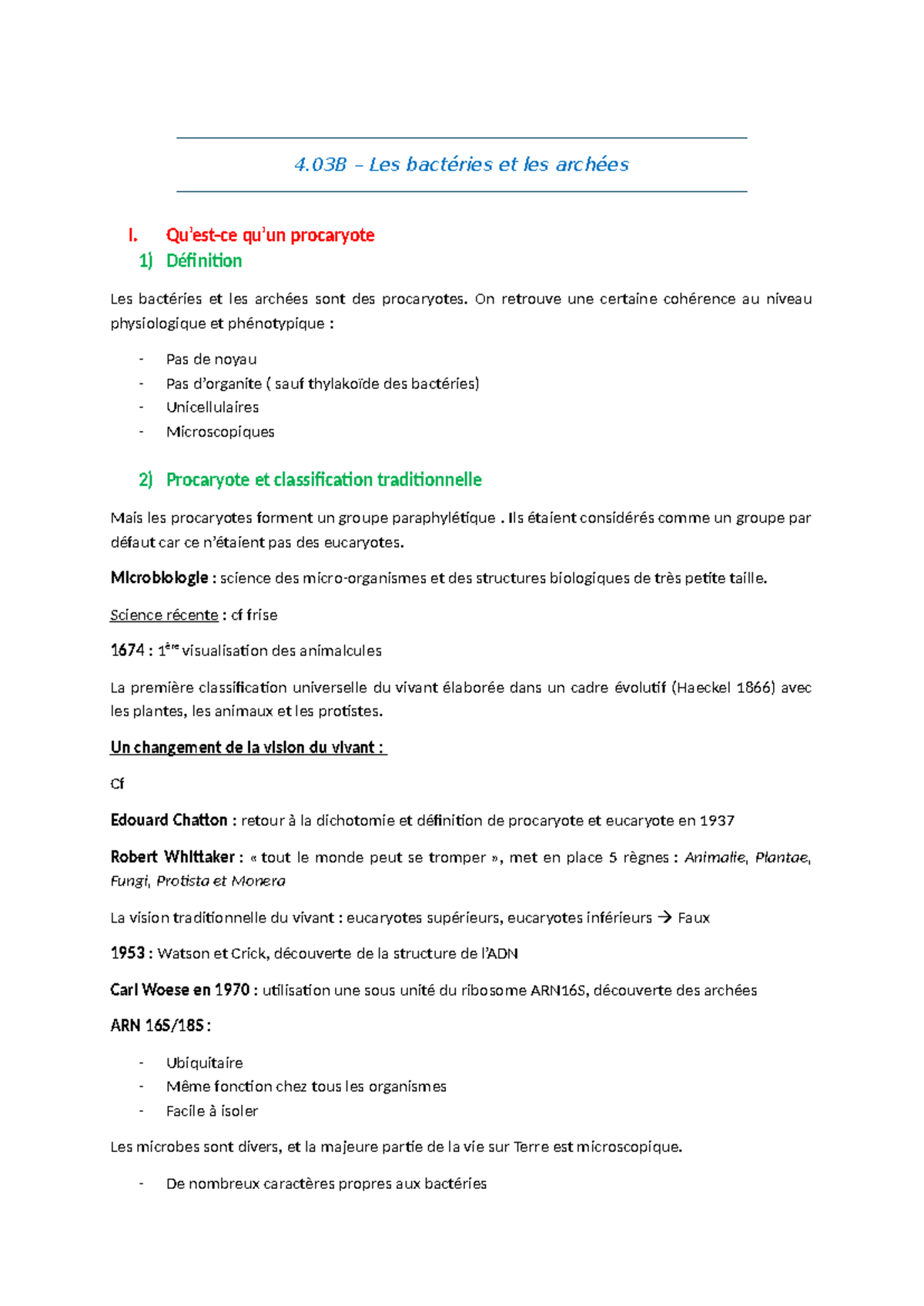 Les bactéries et les archées - Qu’est-ce qu’un procaryote 1) Définition Les bactéries et les ...